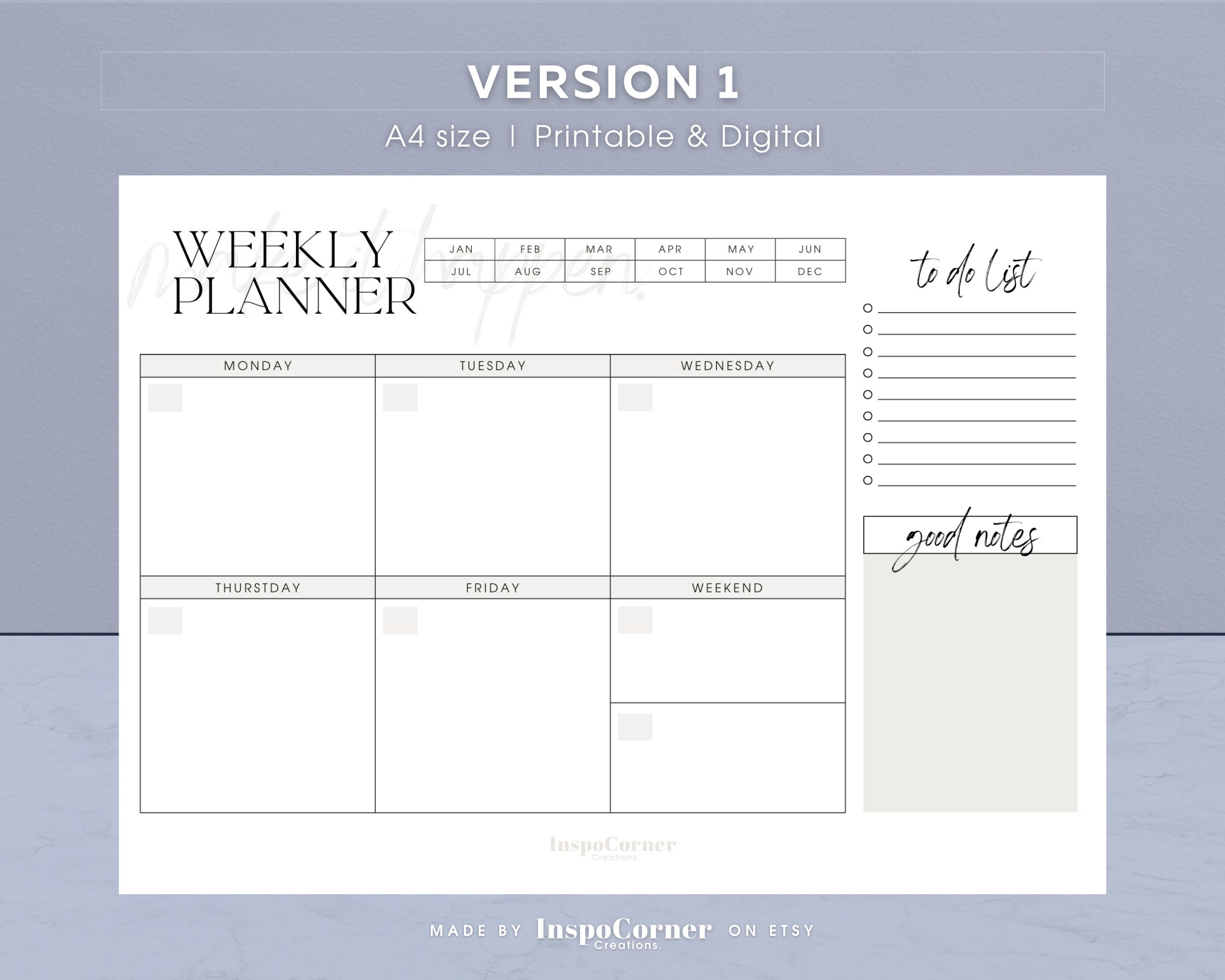 Weekly Planner Printable, Fillable Planner, to Do List, Minimal Desk ...
