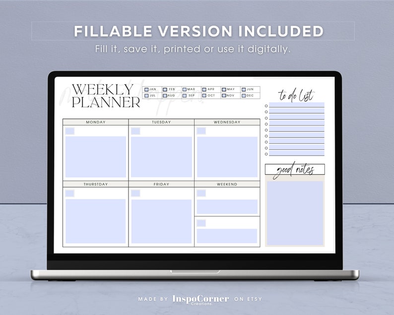 Weekly Planner Printable, Fillable Planner, to Do List, Minimal Desk ...
