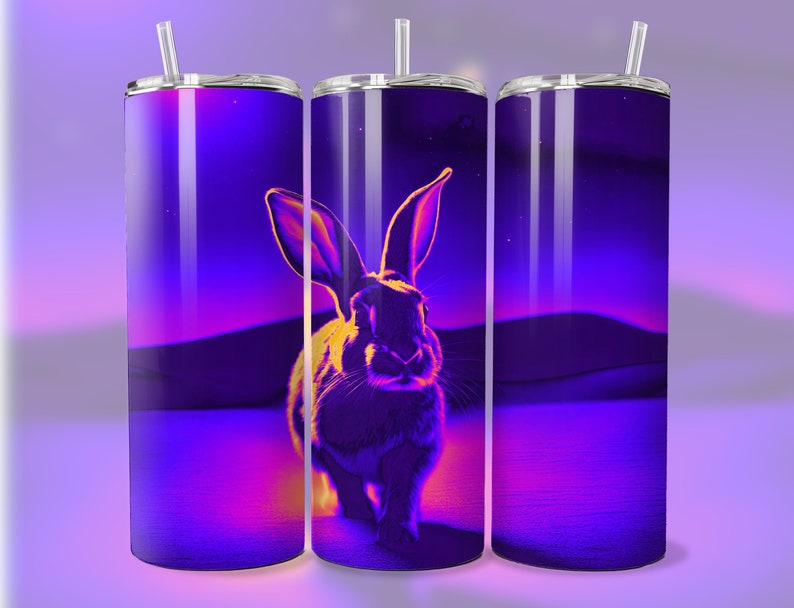 Blue Neon Rabbit, 20 Oz, Tumbler Wrap, Skinny and Tapered ...