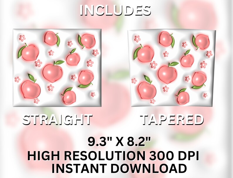 Inflated Peach Tumbler Wrap, 20 Oz, Tumbler Wrap, Skinny and Tapered ...