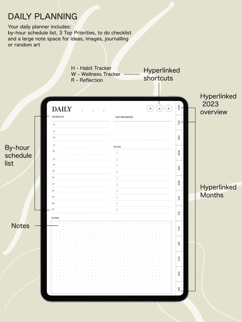2023 Minimalist Dated Goodnotes Digital Planner Complete Monthly ...