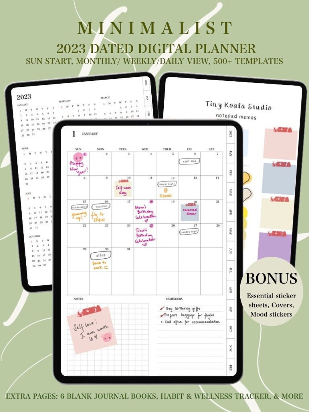 2023 Minimalist Dated Goodnotes Digital Planner | Complete Monthly ...