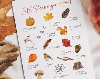 Autumn Scavenger Hunt – Printable Kids Activity | Fall Nature Walk Game ...