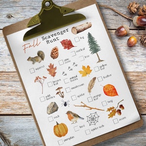 Fall Scavenger Hunt Printable for Kids Autumn Outdoor Activity Woodland ...