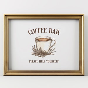 Coffee Bar Sign Printable Hot Coffee Bar Table Sign Buffet Sign Rustic ...