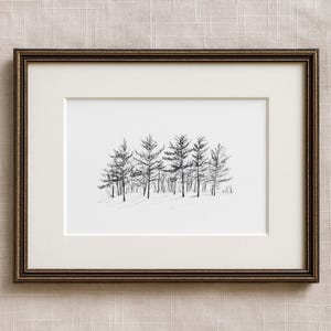 Minimalist Winter Tree Line Art Printable Wall Art Black and White ...