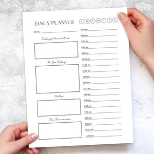 Day Planner Hourly Planner Simple Daily Planner Printable Planner Work ...