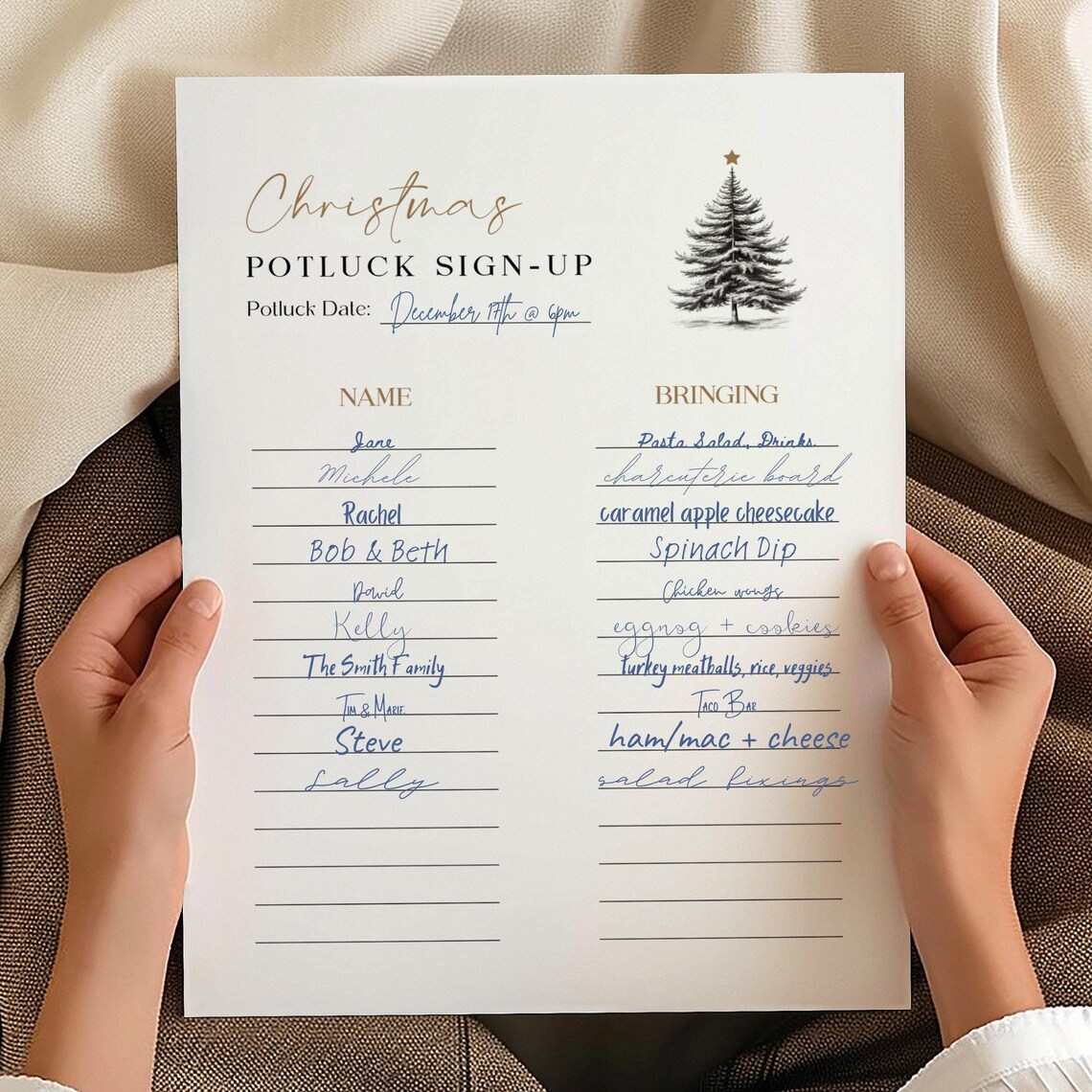 Christmas Potluck Sign up Sheet Printable Holiday Party Potluck Planner ...
