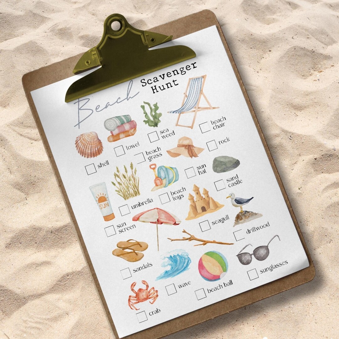 Printable Beach Scavenger Hunt for Kids Summer Vacation Activity ...