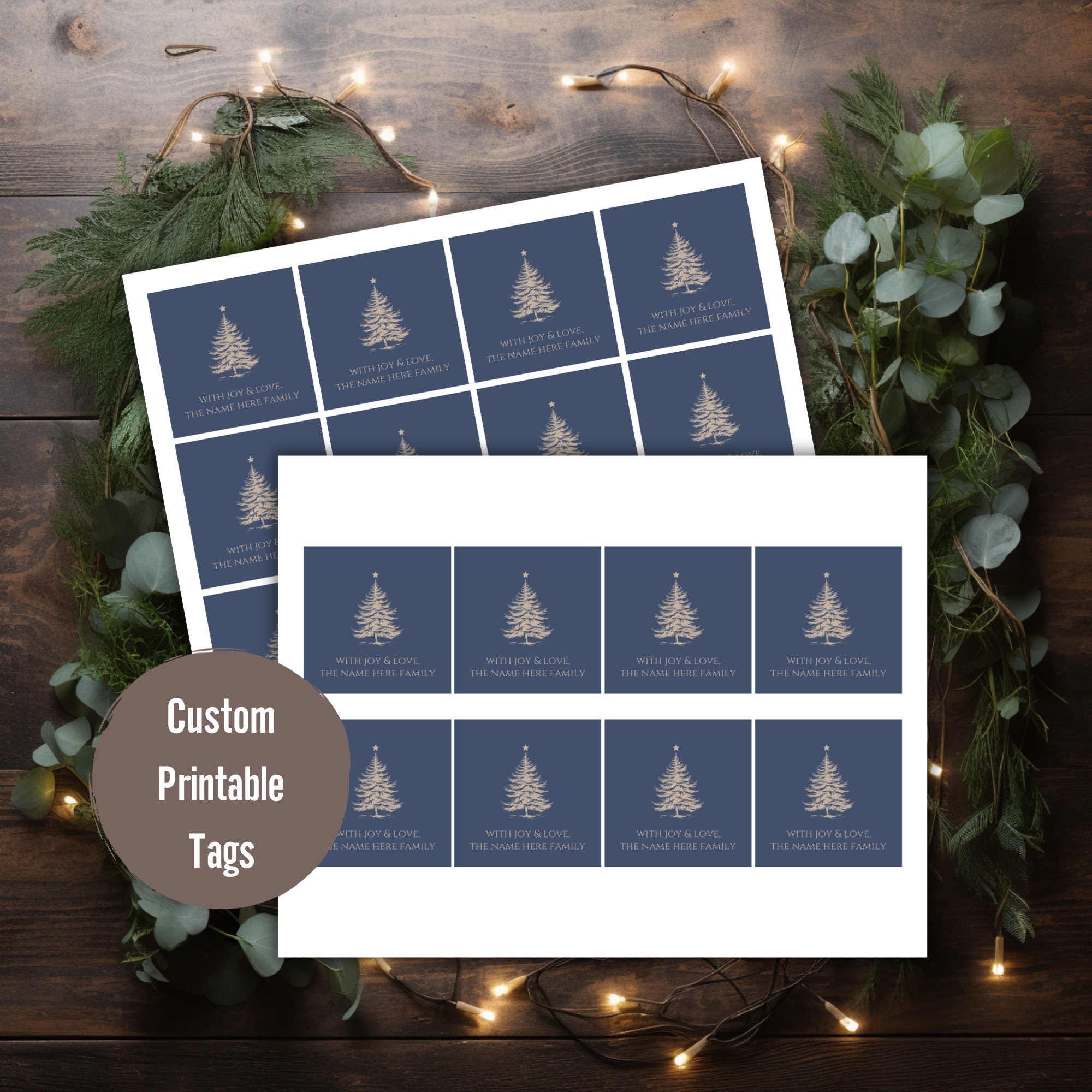 Personalized Printable Christmas Gift Tags Square Gift Tags - Etsy