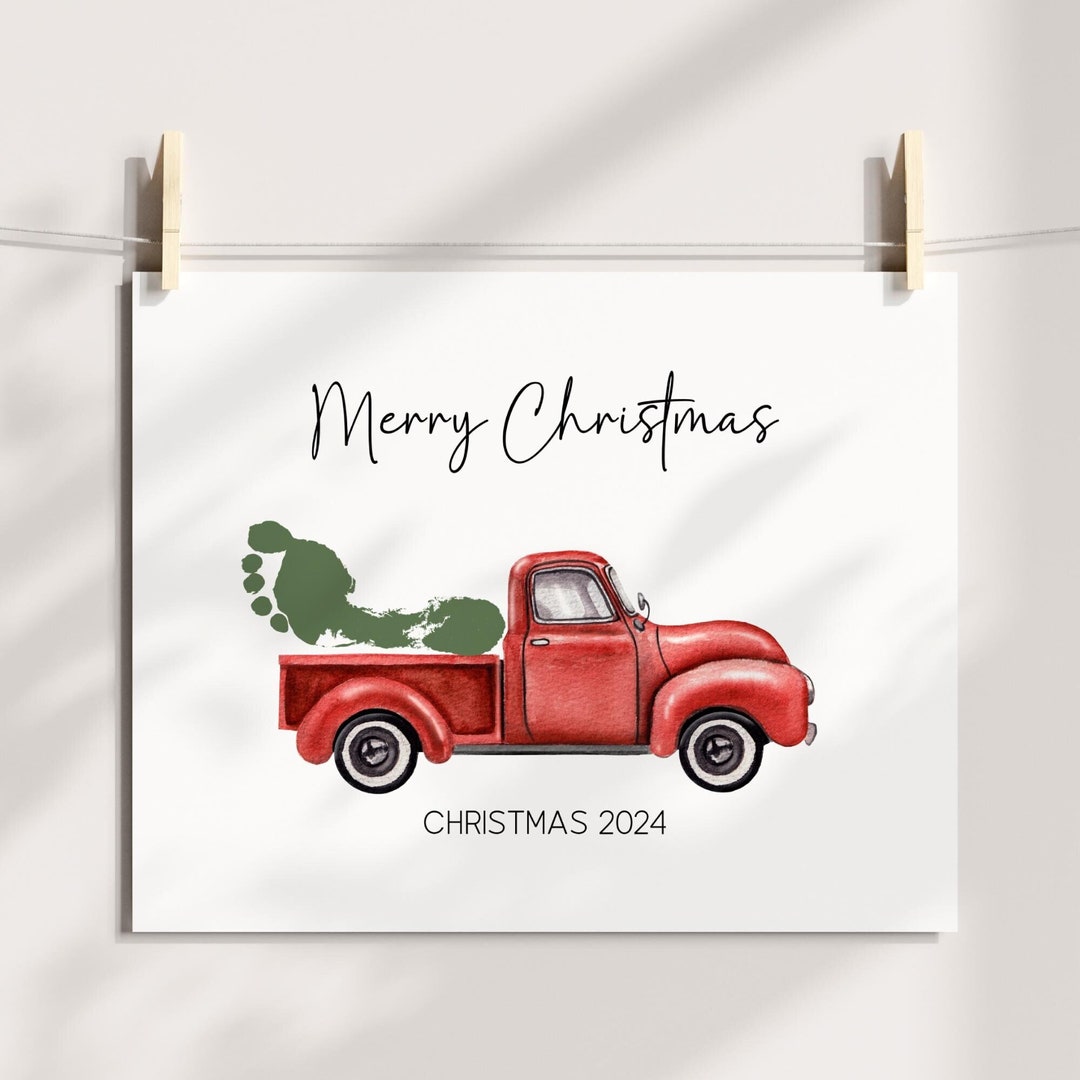 Red Truck Footprint Printable Art Print Christmas Activity for Kids Red ...