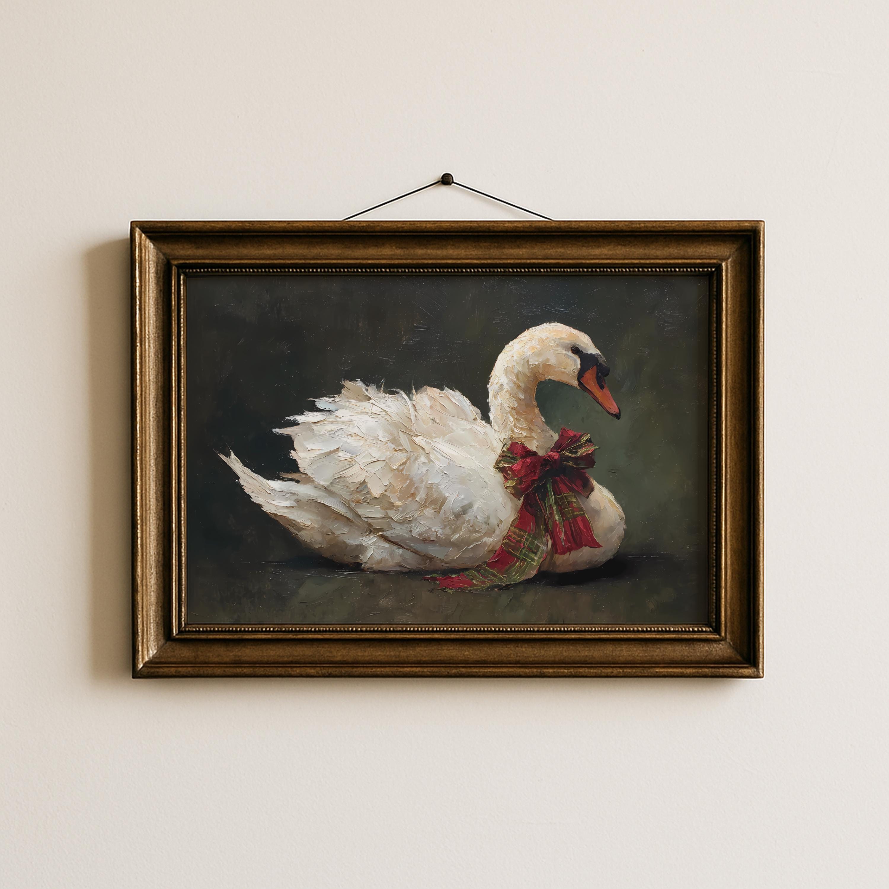 Holiday Swan Wall Art Printable Vintage Christmas Decor Rustic ...