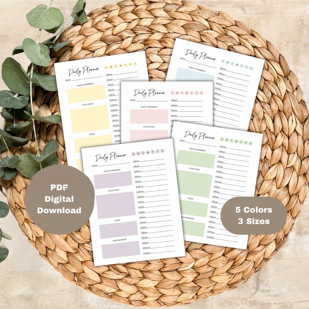 Planner Day Hourly Planner for Work Simple Daily Planner - Etsy