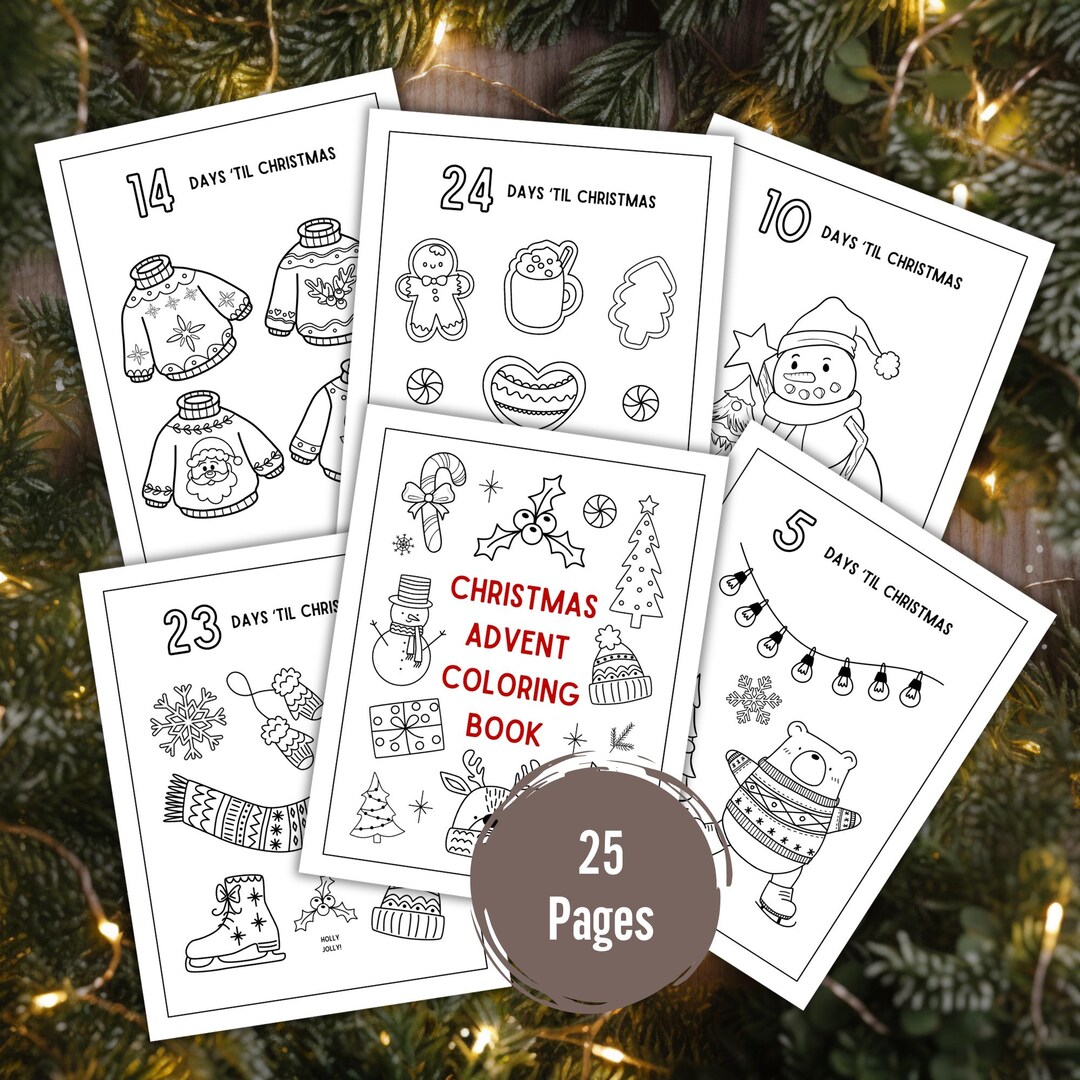 Christmas Coloring Pages Bundle Printable Colouring Pages Advent ...