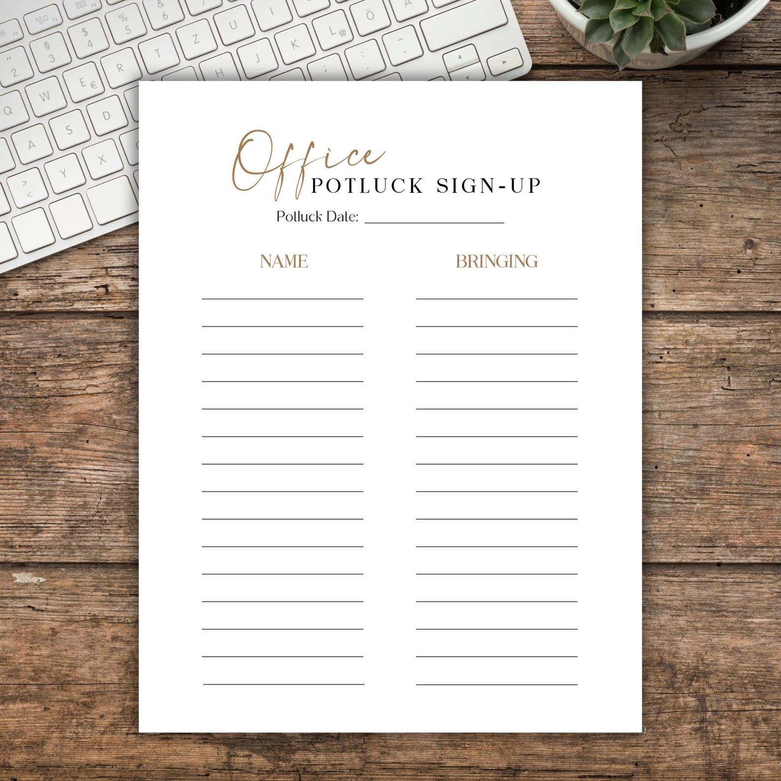 Office Potluck Sign up Sheet Printable Holiday Party Food Sign in Sheet ...