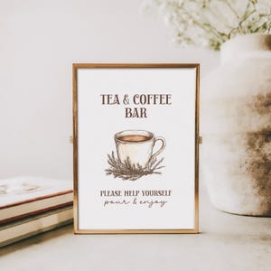 Coffee & Tea Sign Printable Hot Coffee Tea Bar Table Sign Buffet Sign ...