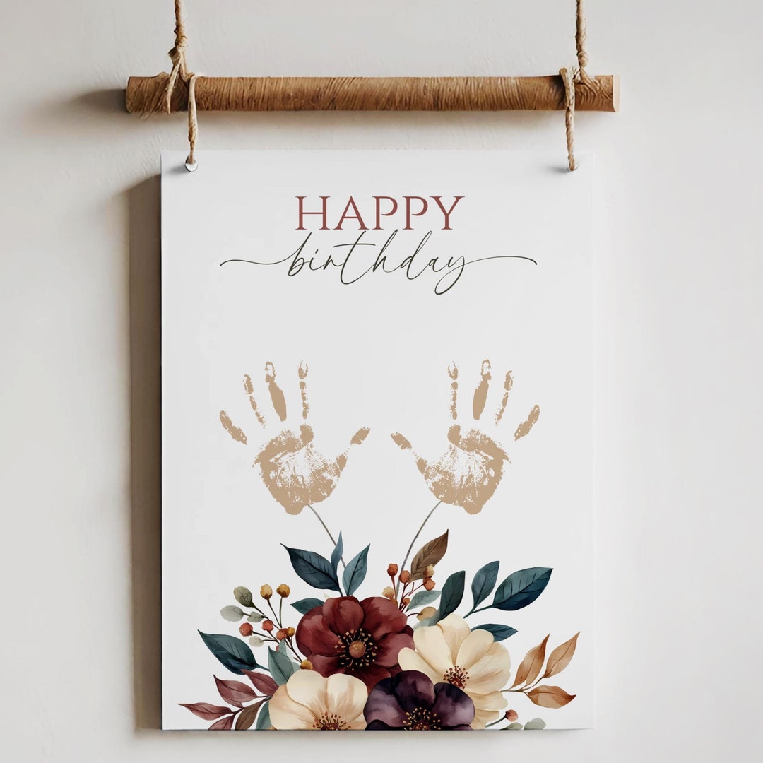 Child Handprint Art Happy Birthday Gift Toddler Activity Handprint ...