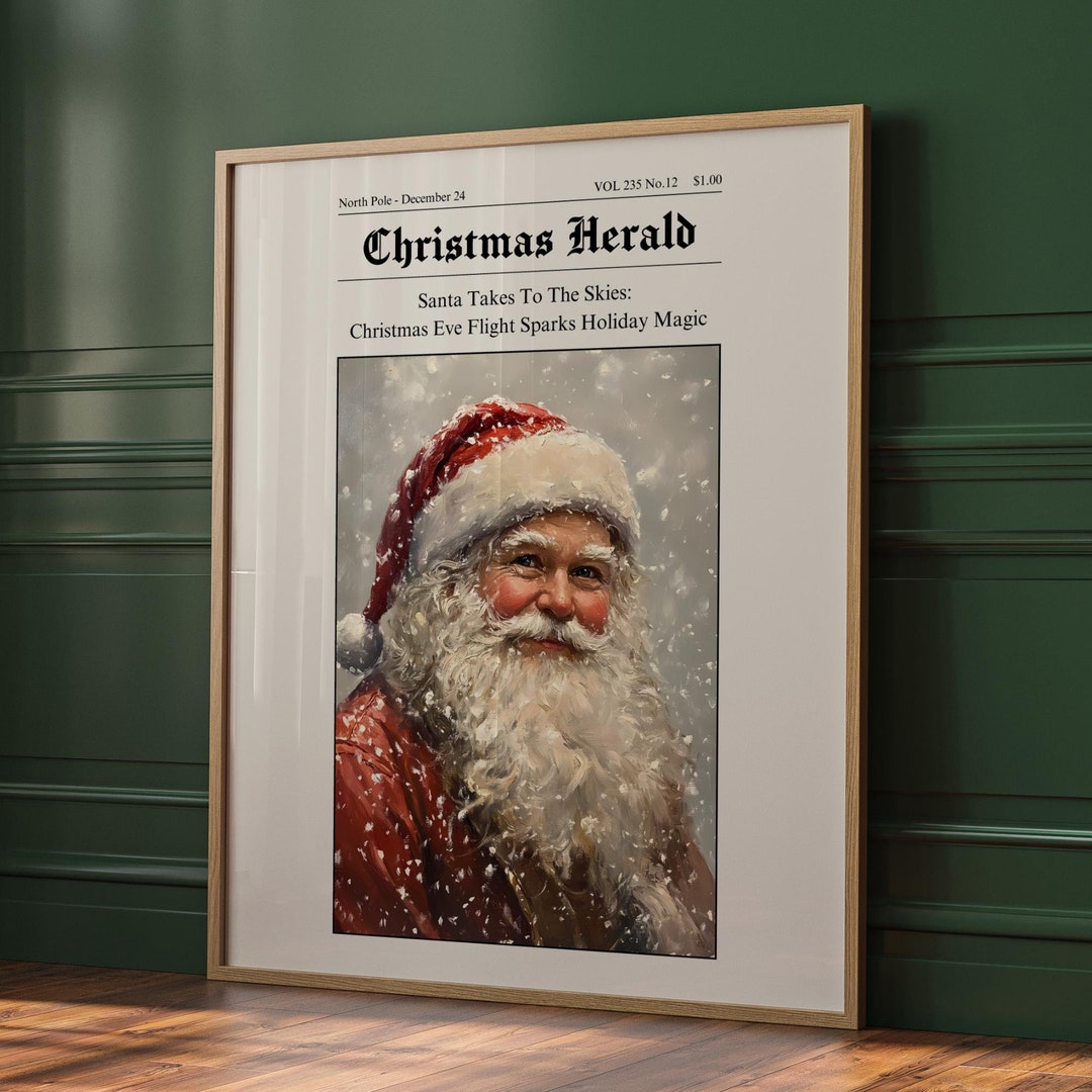 Christmas Newspaper Wall Art Vintage Style Christmas Decor Rustic ...