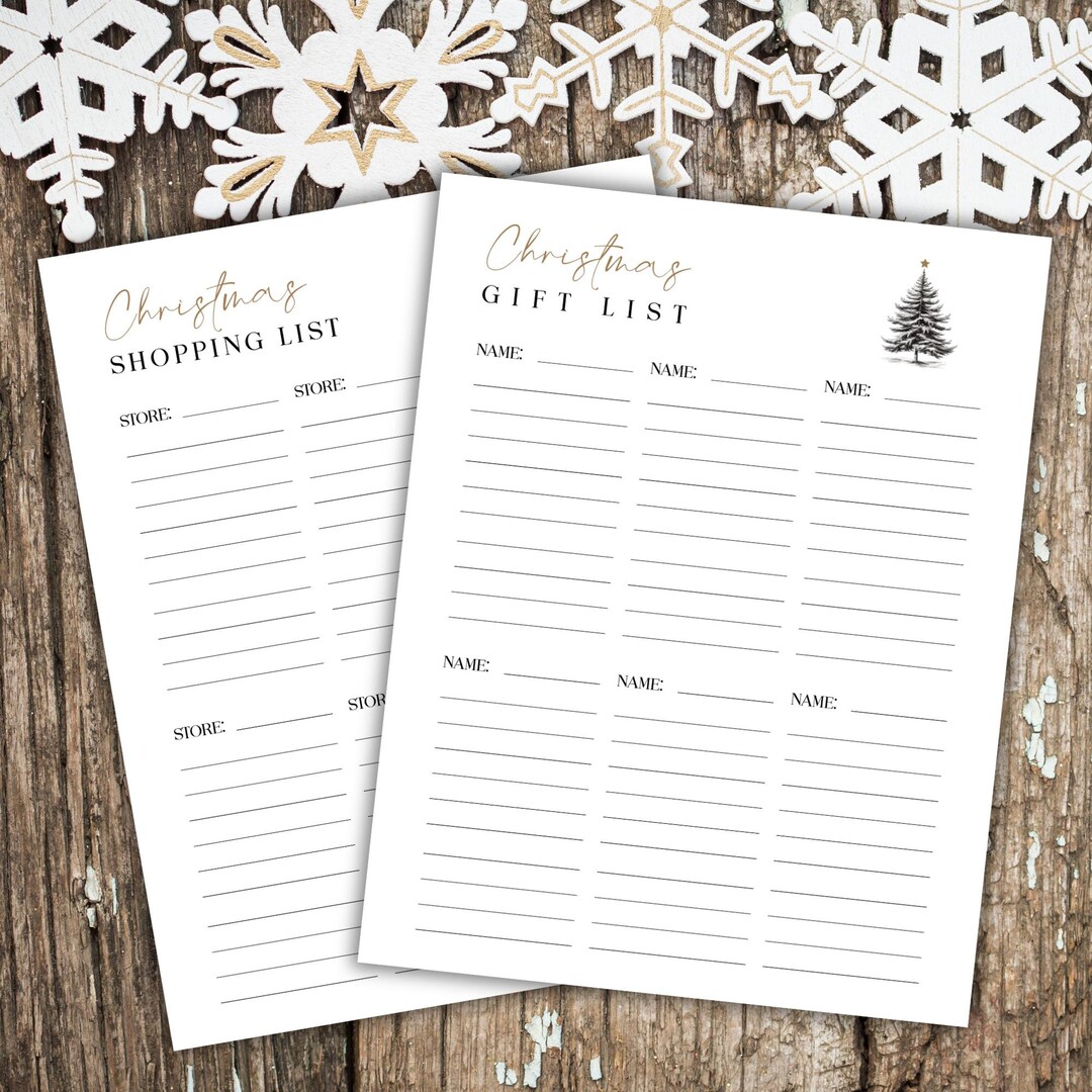 Christmas Gift List Printable Holiday Shopping Planner Digital Download ...
