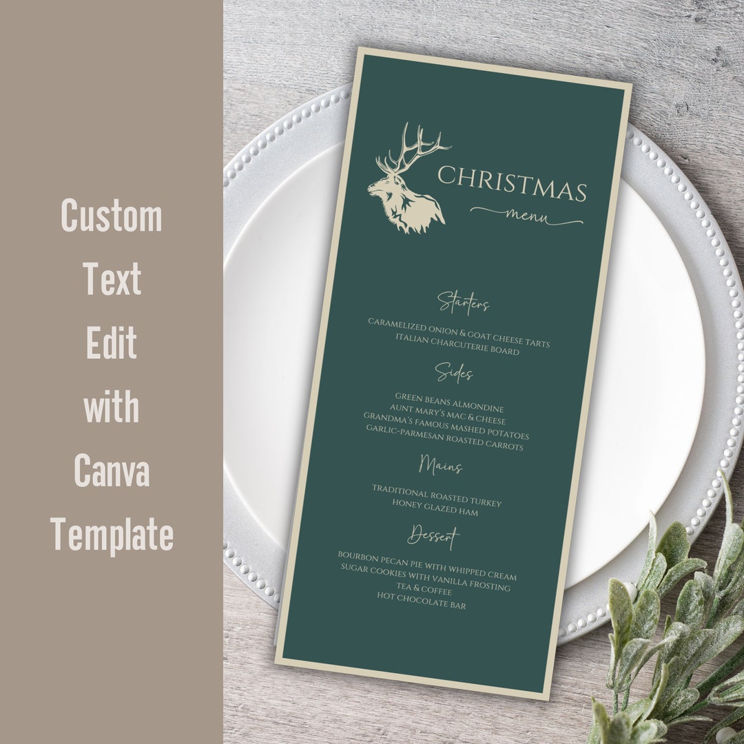 Editable Christmas Menu Printable Menu Editable Template Dinner Party ...