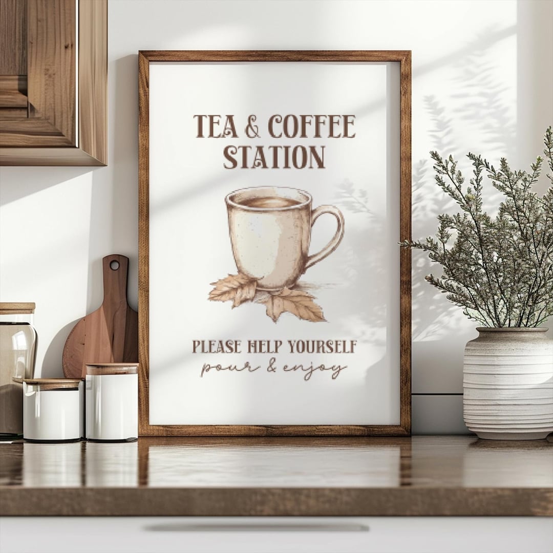 Coffee & Tea Sign Printable Hot Coffee Tea Bar Table Sign Buffet Sign ...
