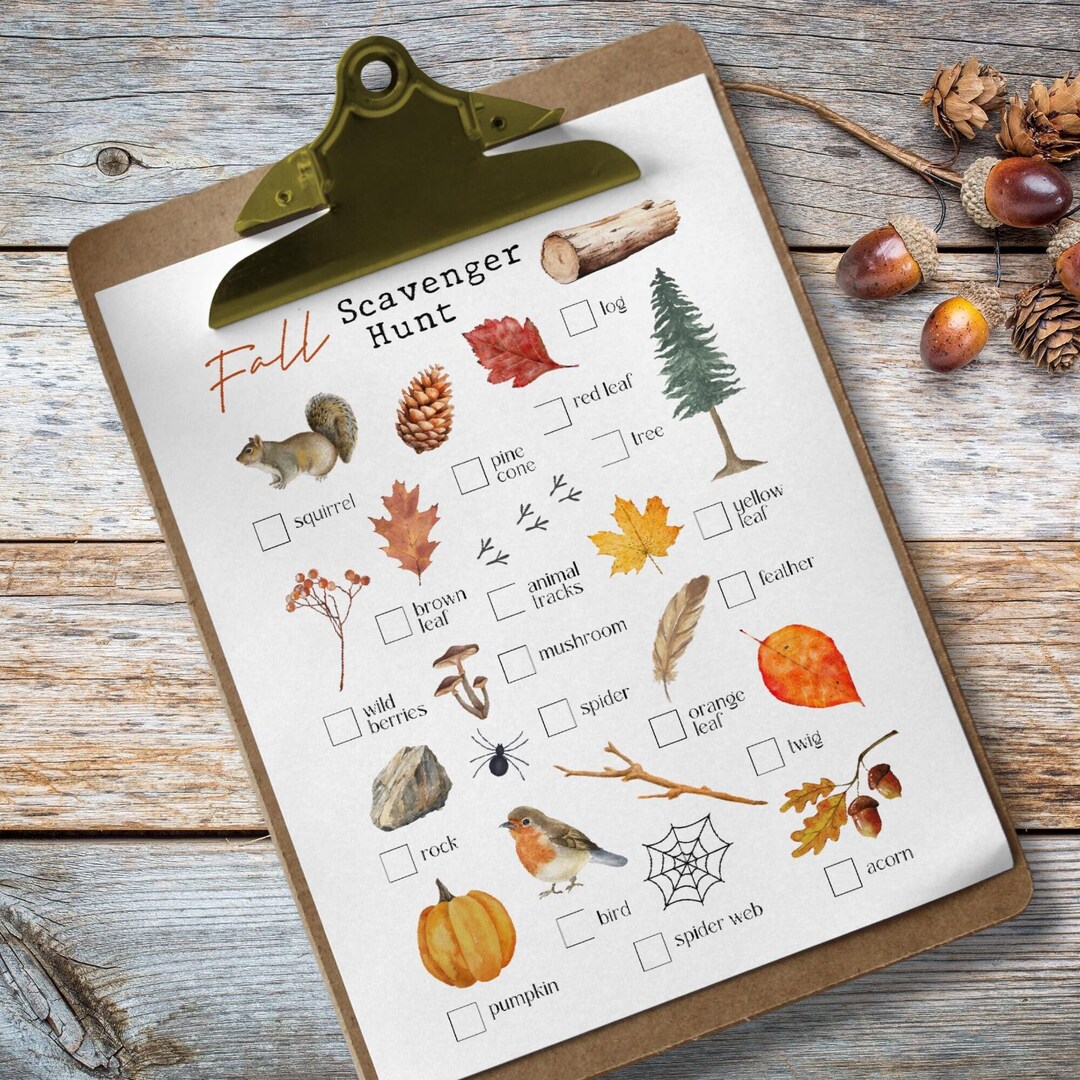 Fall Scavenger Hunt Activity for Kids Fall Activity Fall for Children ...