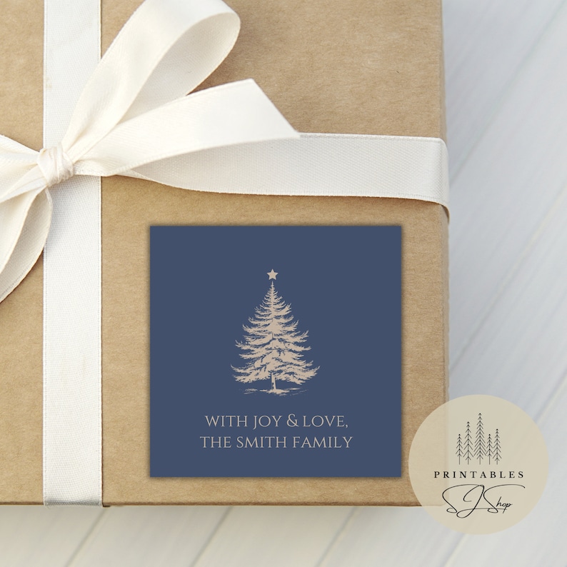 Personalized Printable Christmas Gift Tags Square Gift Tags - Etsy