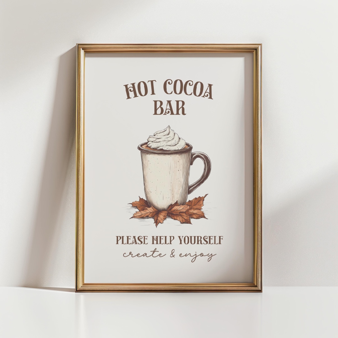 Letrero imprimible para barra de chocolate caliente Letrero para mesa ...