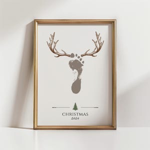 Printable Reindeer Footprint Art Christmas Activity for Kids Reindeer ...