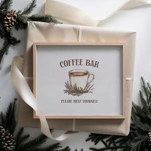 Coffee Bar Sign Printable Hot Coffee Bar Table Sign Buffet Sign Rustic ...