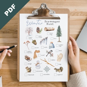 Winter Scavenger Hunt Printable Kids Outdoor Activity Snow Day Nature ...