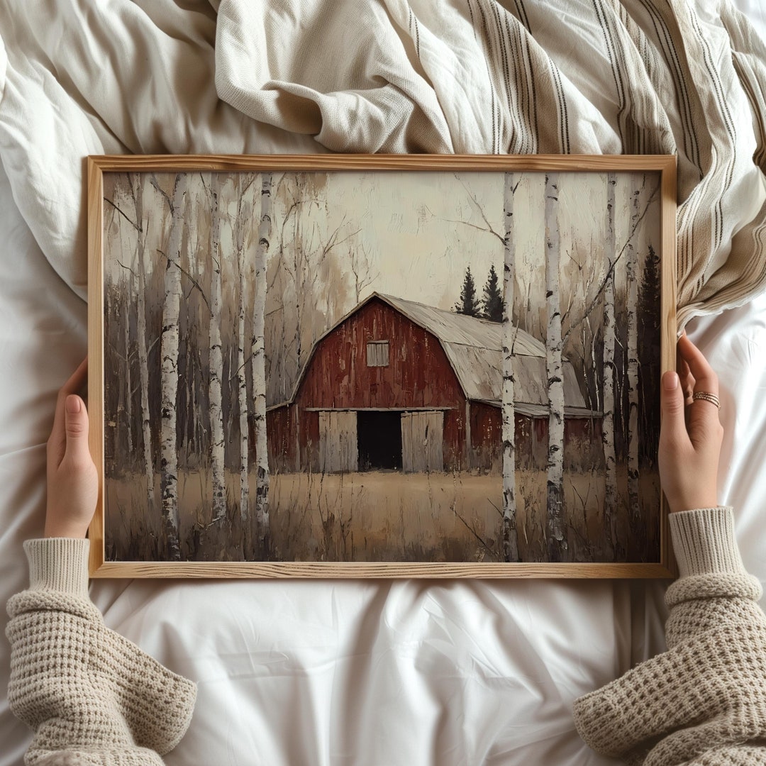 Rustic Red Barn Wall Art Farmhouse Horizontal Wall Art Autumn Wall ...