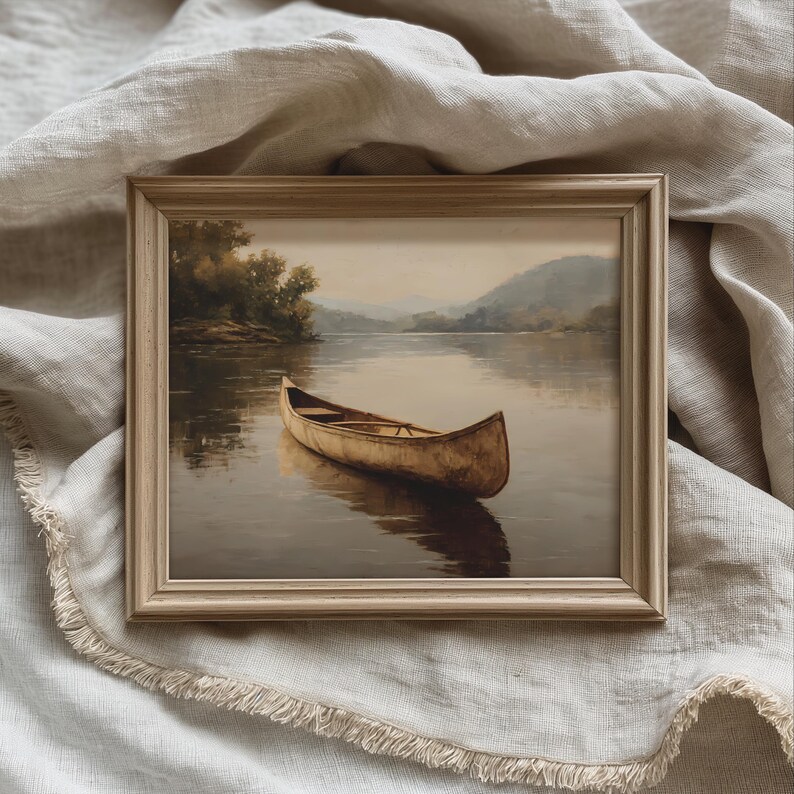 Rustic Canoe Wall Art Lake House Decor Vintage Lake Printable Neutral ...