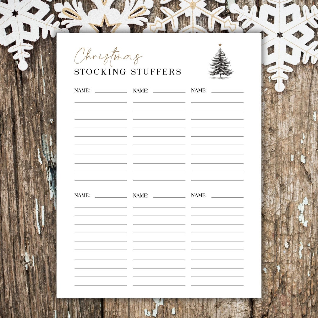 Christmas Stocking Stuffers List Printable Holiday Gift Planner ...