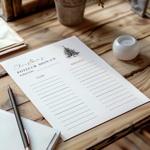 Christmas Potluck Sign up Sheet Printable Holiday Party Potluck Planner ...