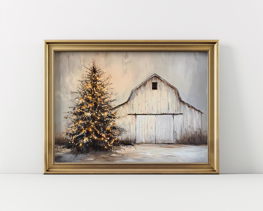 Rustic Christmas Barn Wall Art Printable Holiday Farmhouse Decor ...