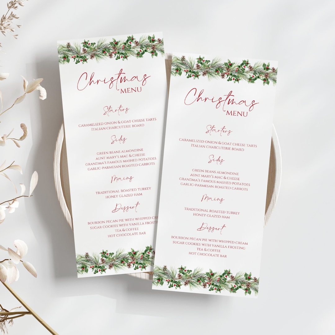 Menu di Natale Menu modificabile Menu stampabile Modello - Etsy Italia