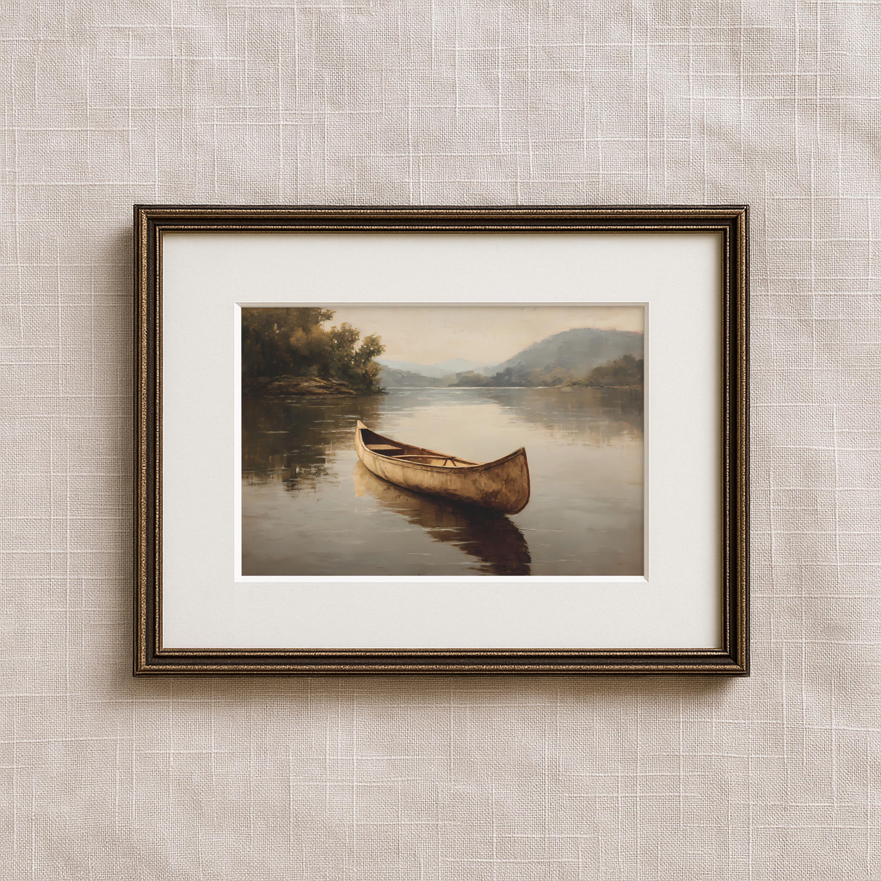 Rustic Canoe Wall Art Lake House Decor Vintage Lake Printable Neutral ...