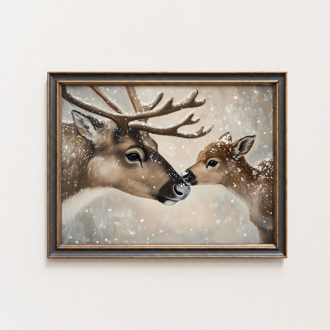 Winter Deer Printable Wall Art Rustic Reindeer Nursery Decor Woodland ...