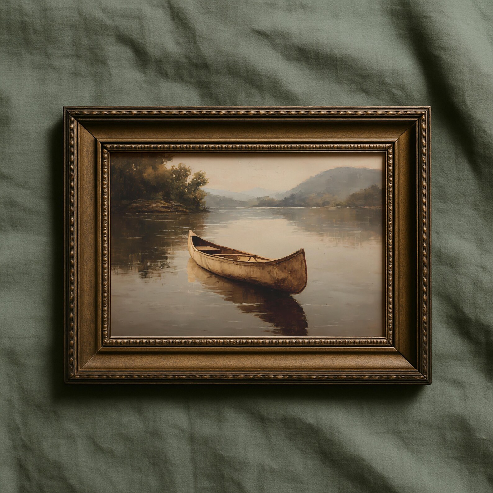 Rustic Canoe Wall Art Lake House Decor Vintage Lake Printable Neutral ...