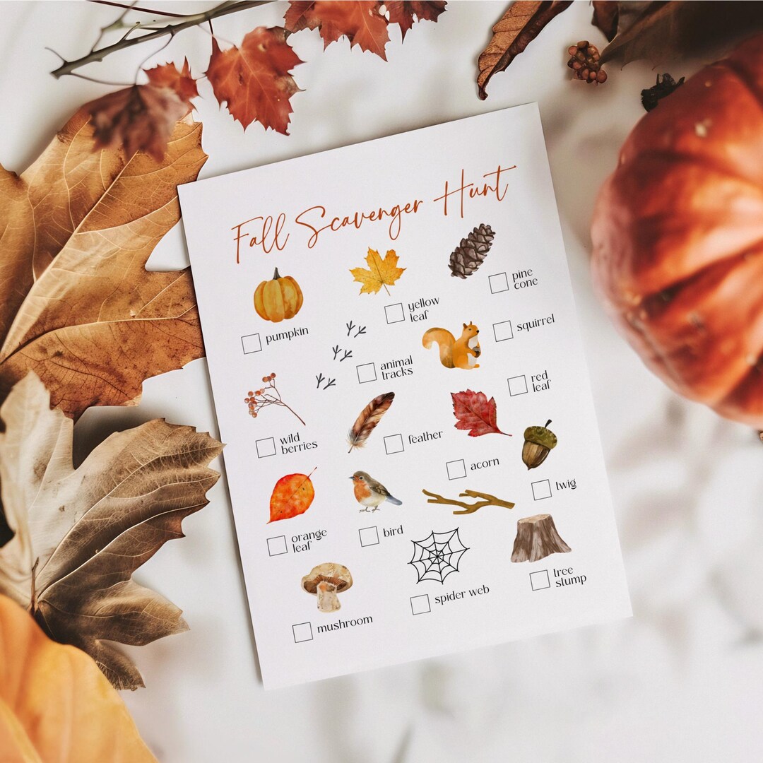Fall Scavenger Hunt Printable Kids Autumn Nature Activity Outdoor ...