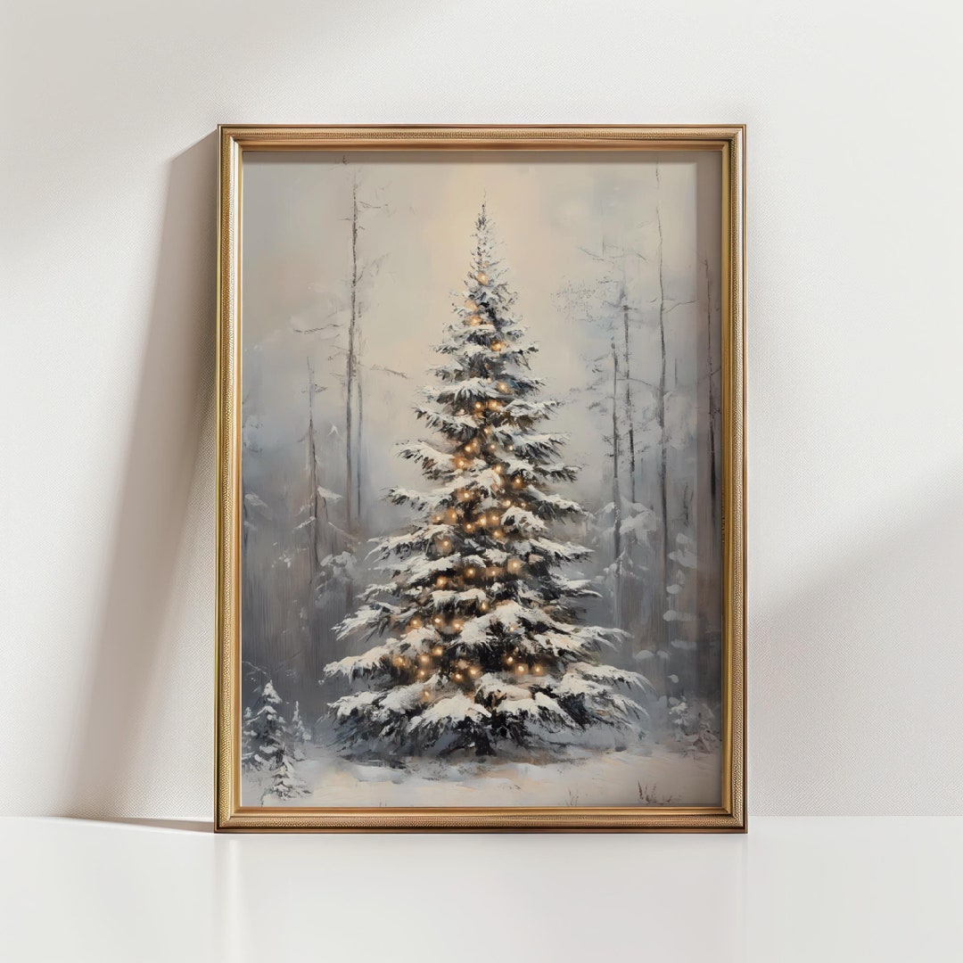 Christmas Wall Art Printable Tree Wall Decor Holiday Decoration Vintage ...