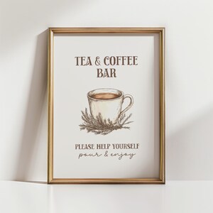 Coffee & Tea Sign Printable Hot Coffee Tea Bar Table Sign Buffet Sign ...