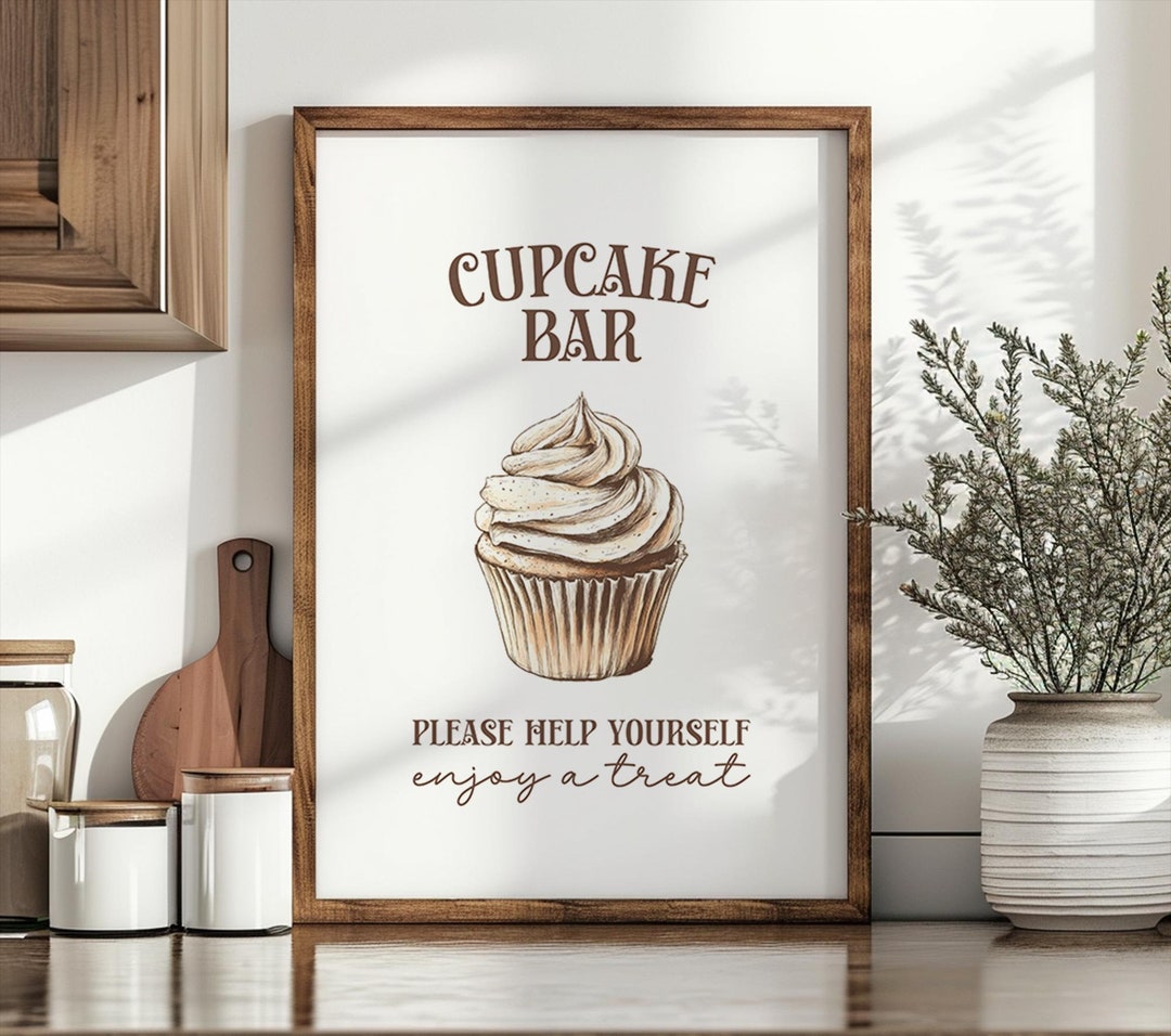 Cupcake Bar Sign Printable Cupcake Station Christmas Table Sign Buffet ...