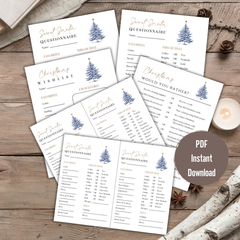 Secret Santa Questions Printable Secret Santa Questionnaire Christmas ...