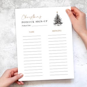 Christmas Potluck Sign up Sheet Printable Holiday Party Potluck Planner ...