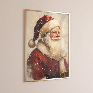 Vintage Style Santa Wall Art Printable Wall Art Classic Christmas Decor ...
