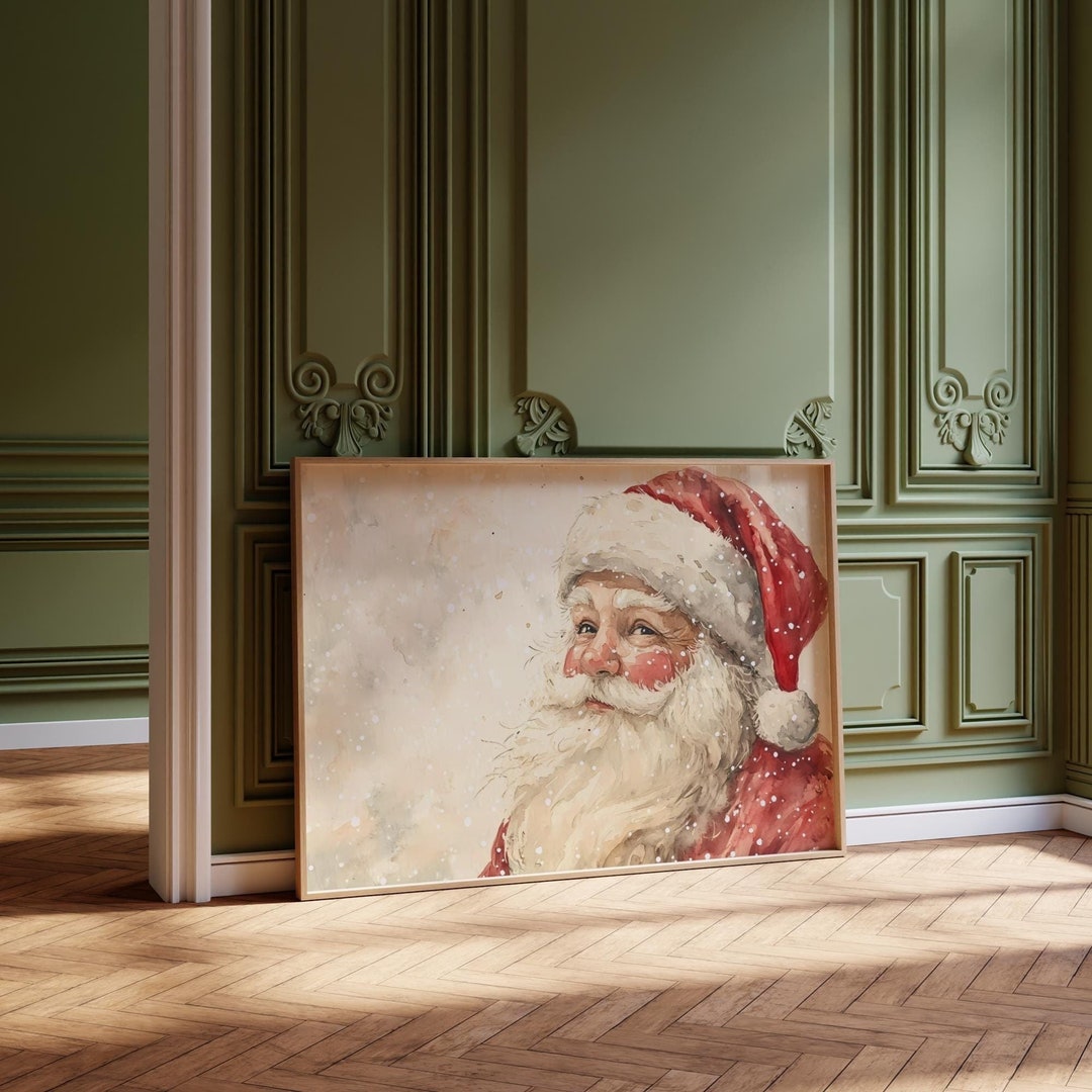 Vintage Santa Claus Printable Wall Art Rustic Christmas Decor Holiday ...