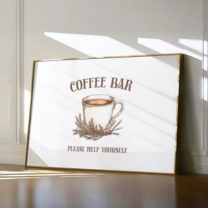 Coffee Bar Sign Printable Hot Coffee Bar Table Sign Buffet Sign Rustic ...