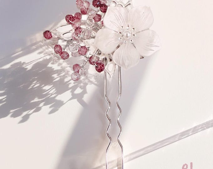 Handmade Traditional Korean Hair Comb Stick Pin Pink Purple Crystal ...